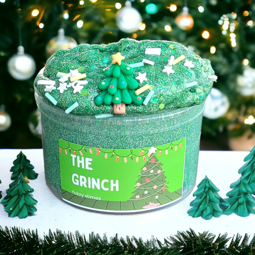 The Grinch Clear With White Glue Pigmented Slime - Cucumber & Green ...