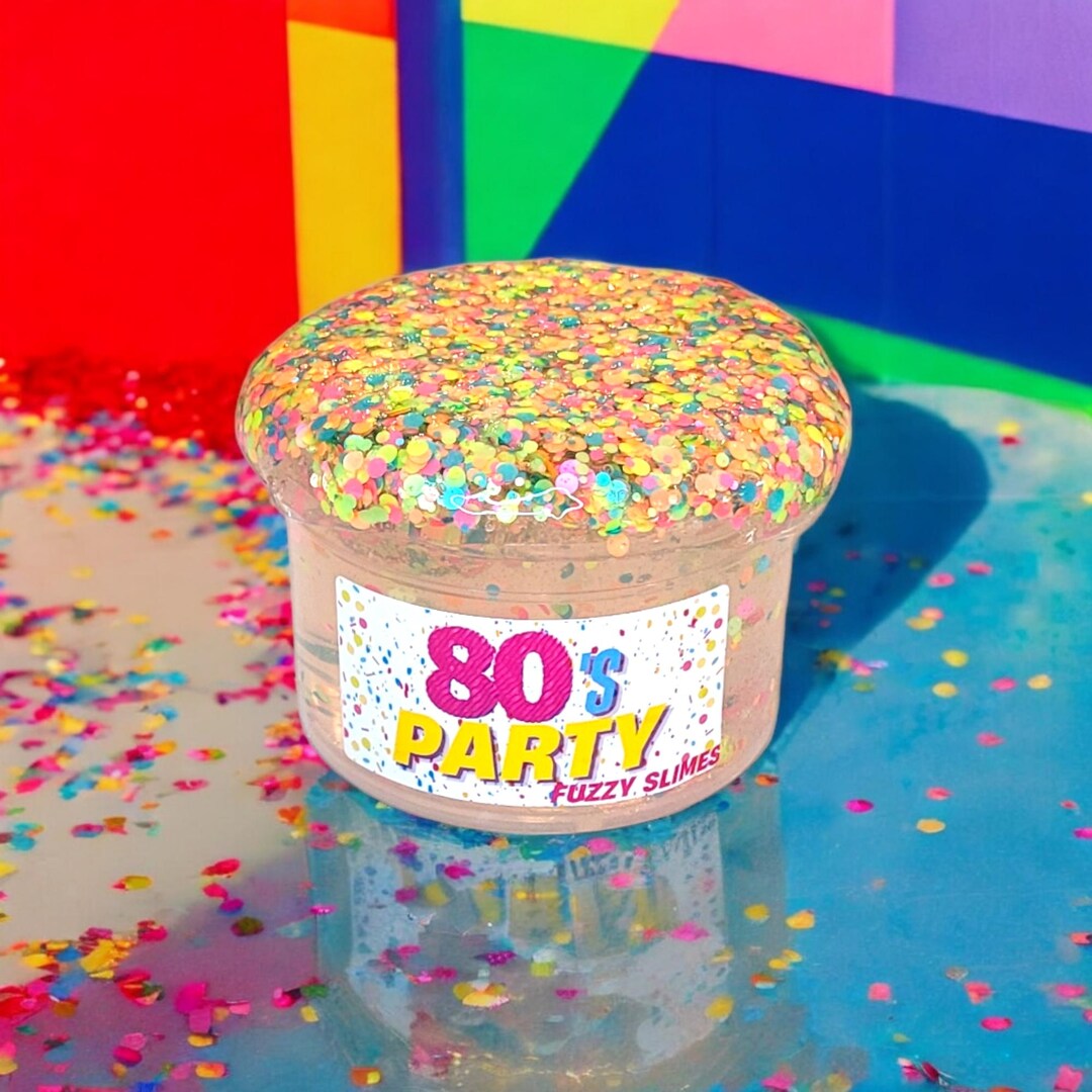 80s Party Confetti Neon Clear Slime - Unscented - Etsy