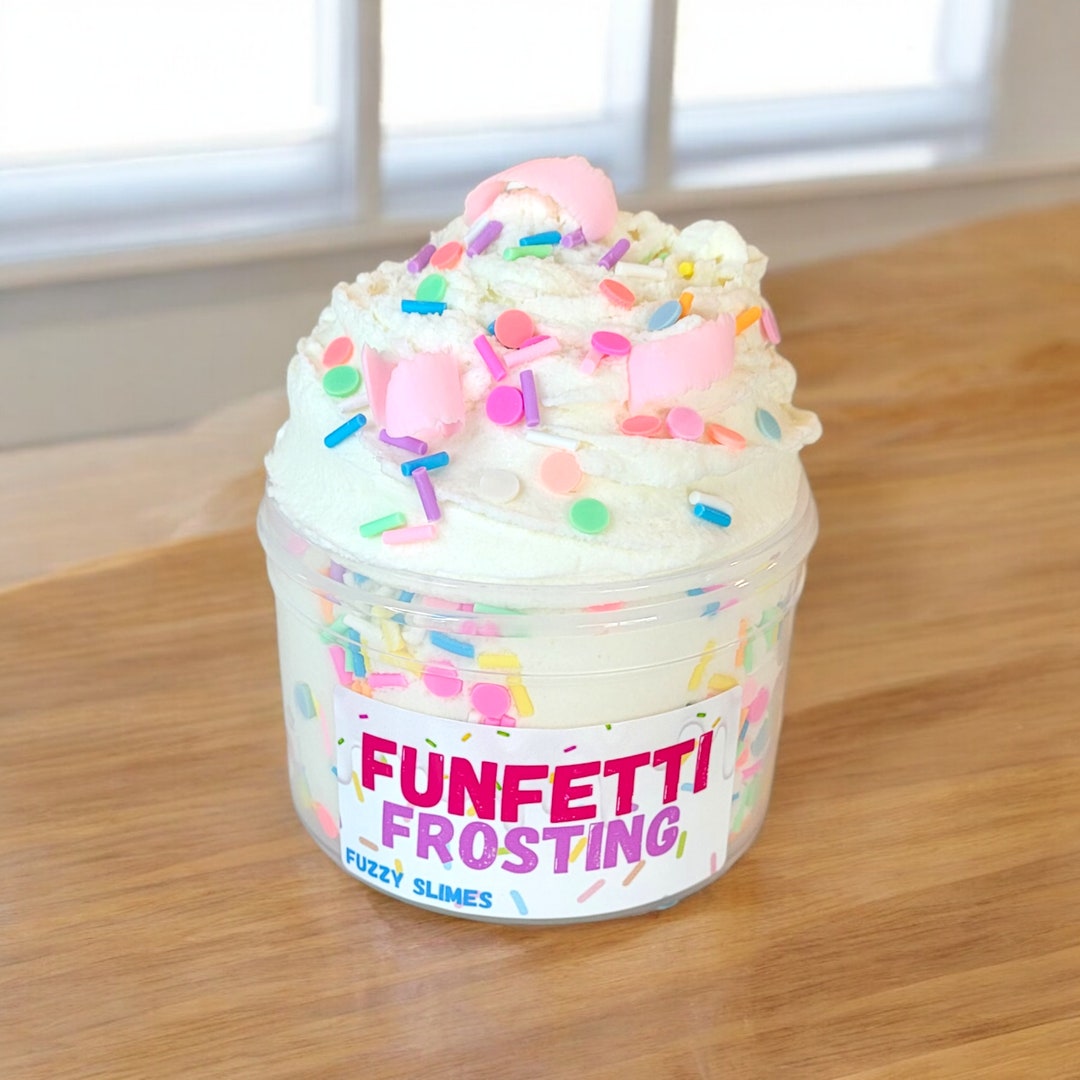Funfetti Frosting Ice Cream Dough Slime, Fuzzy Slimes, Cake Scented - Etsy