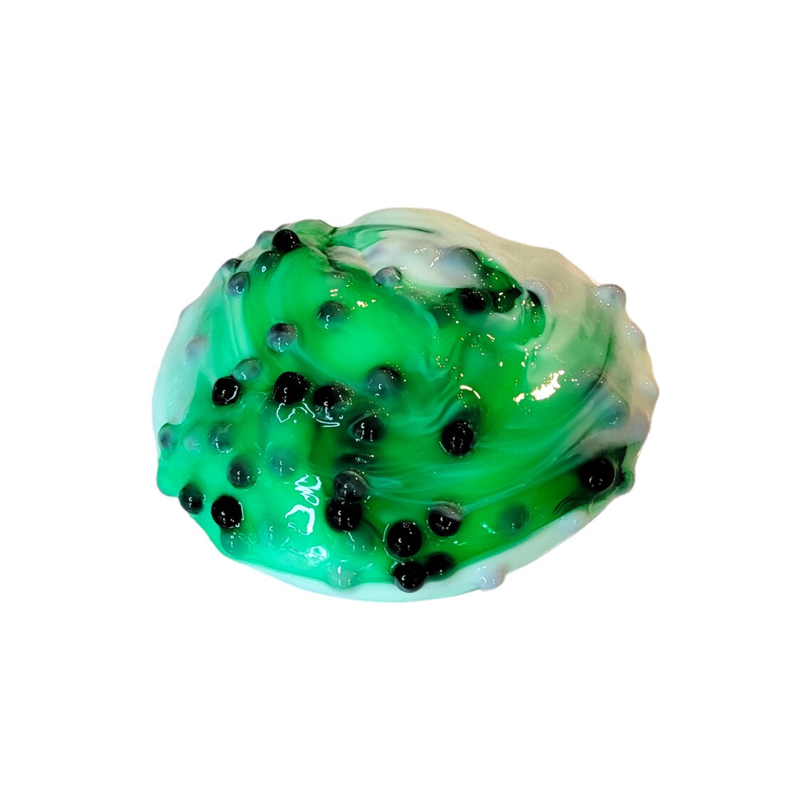 Matcha Boba Slime, Thick and Glossy, Clear, Boba Beads ~ Fuzzy Slimes ...