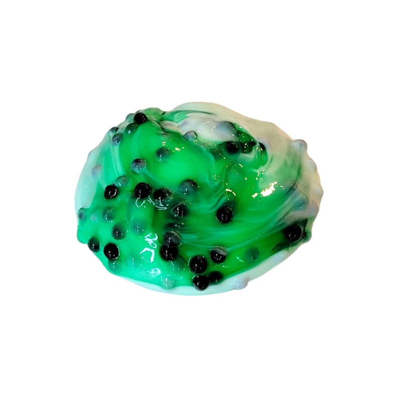 Matcha Boba Slime, Thick and Glossy, Clear, Boba Beads ~ Fuzzy Slimes ...