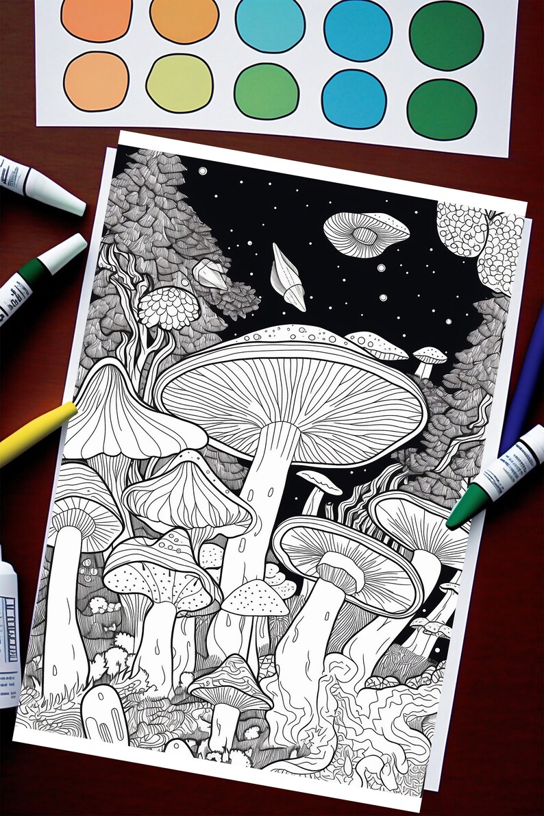 Magic Mushroomscape: A Printable Coloring Book of 40 Enchanting ...