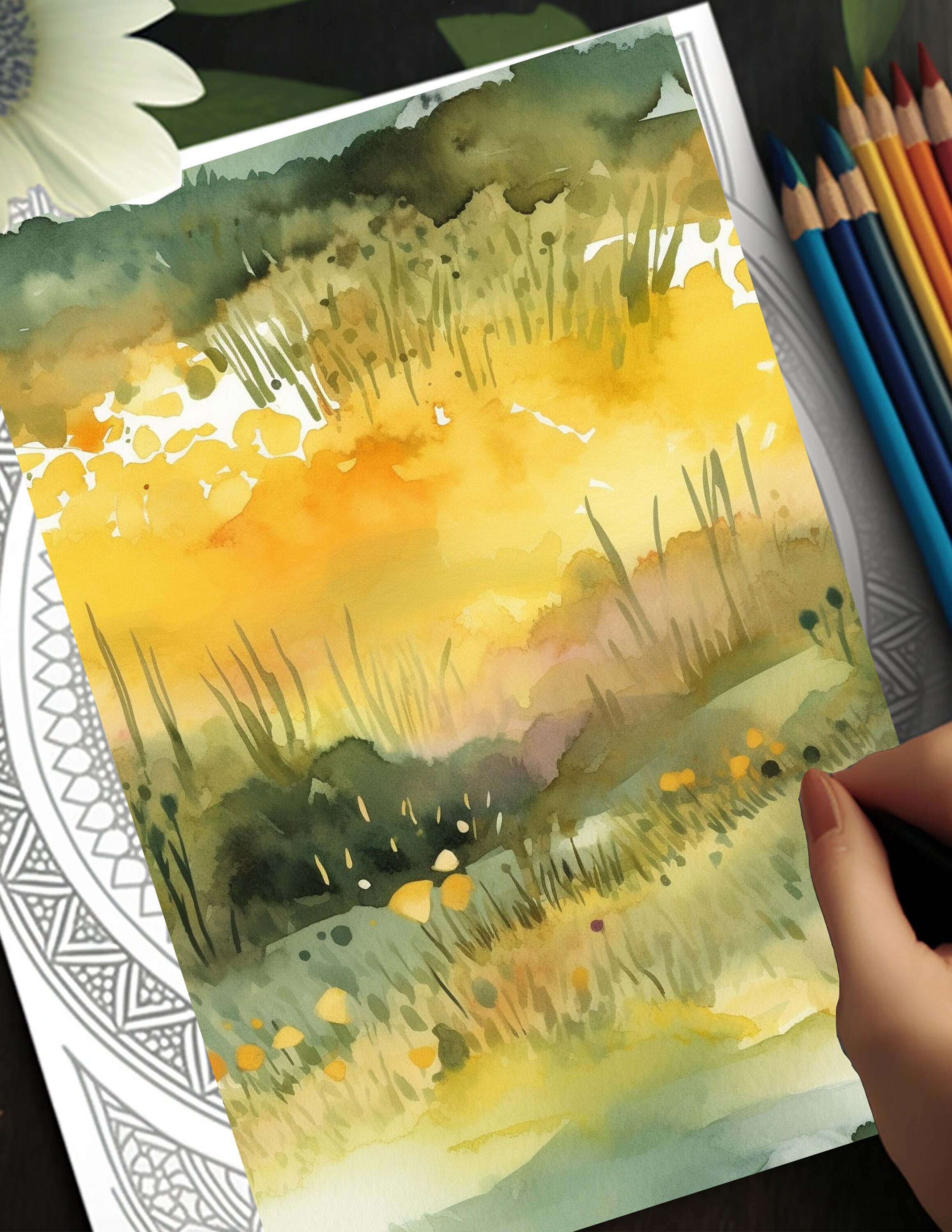 Reverse Lines: A PRINTABLE Coloring Book of Landscapes, Shapes, and ...