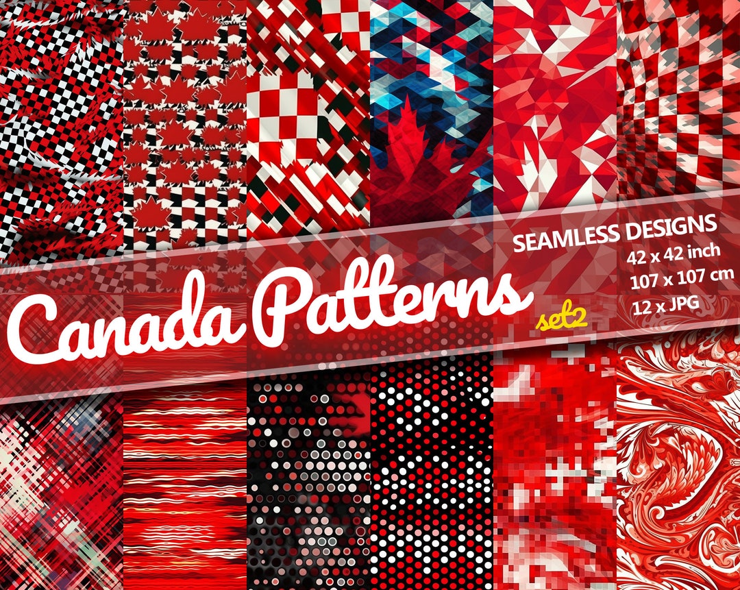 DIGITAL Paper Weirdcore Aesthetics Canada Patterns 12-pack - Red and ...