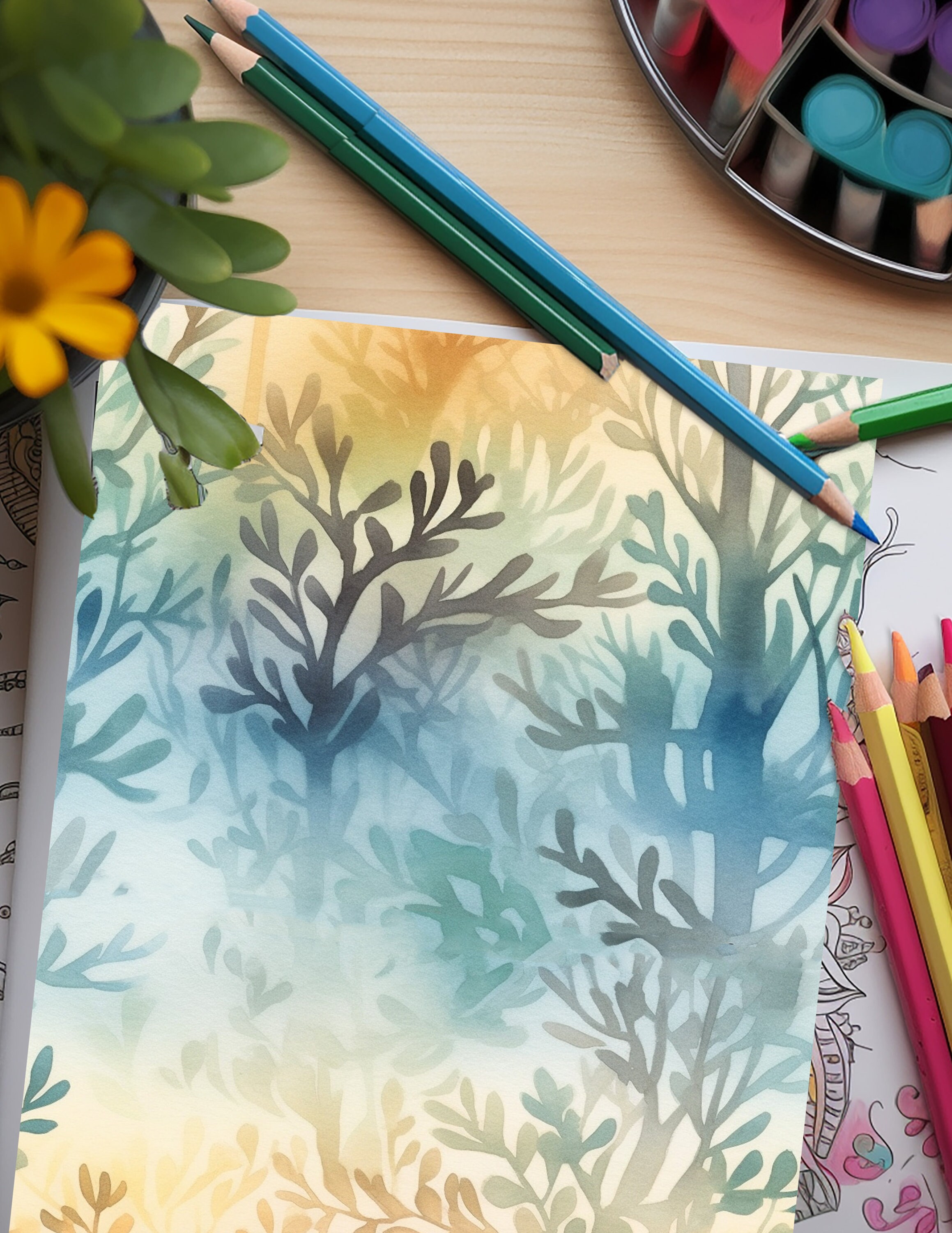 Reverse Lines: A PRINTABLE Coloring Book of Landscapes, Shapes, and ...