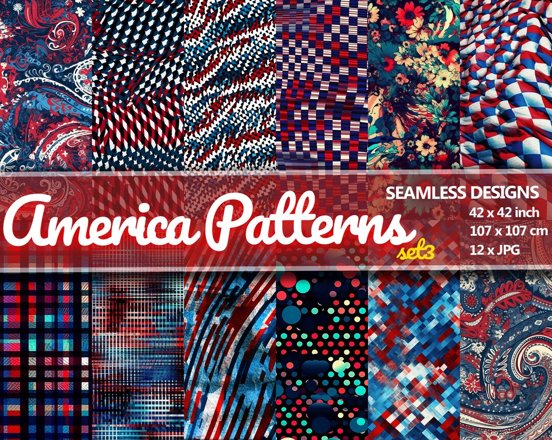 Weirdcore American Nostalgic Patterns 12-pack DIGITAL Paper - Red White ...