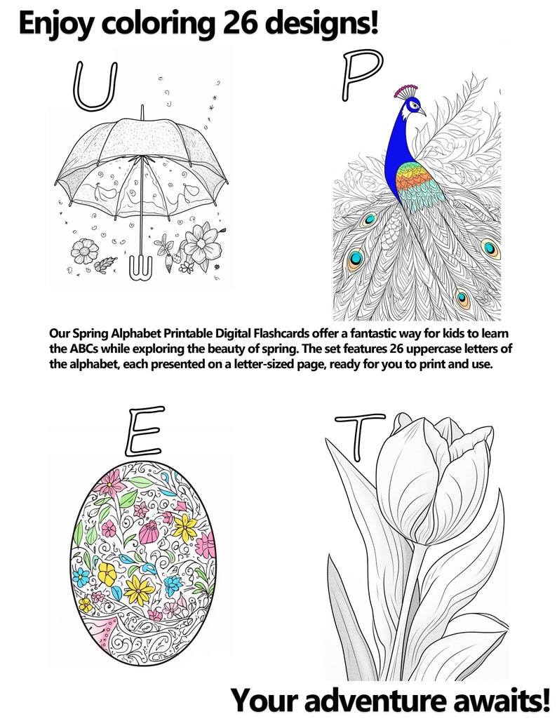PRINTABLE Springtime Alphabet Coloring Book for Kids: Abcs - Etsy
