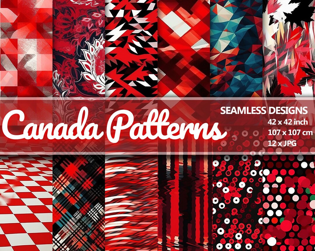 DIGITAL Paper Weirdcore Canada Nostalgic Patterns 12-pack - Red and ...