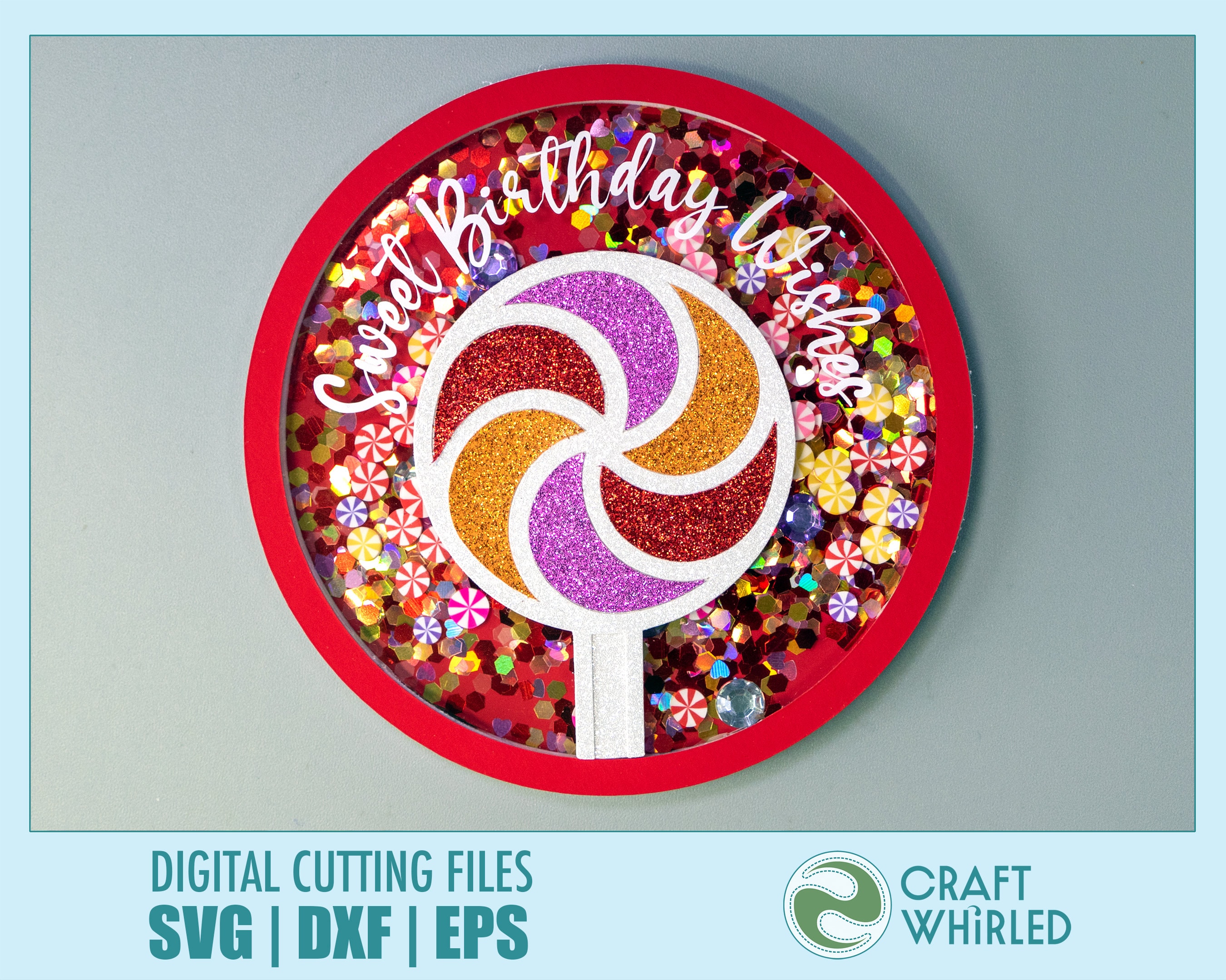 Sweet Birthday Wishes Shaker Card | SVG, DXF, EPS Shaker Card Cut File ...
