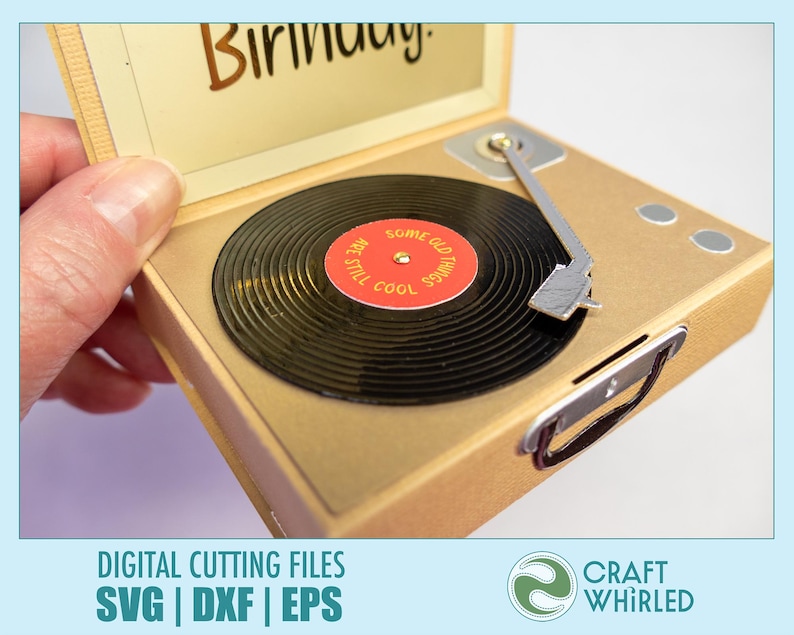 Pop-up Record Player Card SVG Cutting File | 3D Retro Greeting (digital ...