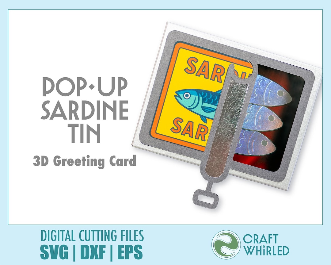 Pop-up Sardine Tin Card | 3D SVG, DXF, EPS Cut File - Etsy