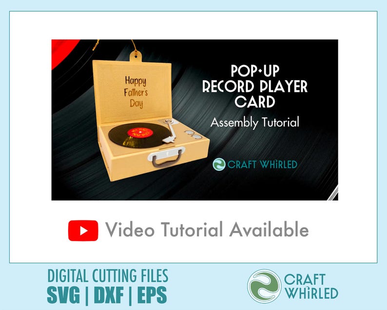 Pop-up Record Player Card SVG Cutting File | 3D Retro Greeting (digital ...