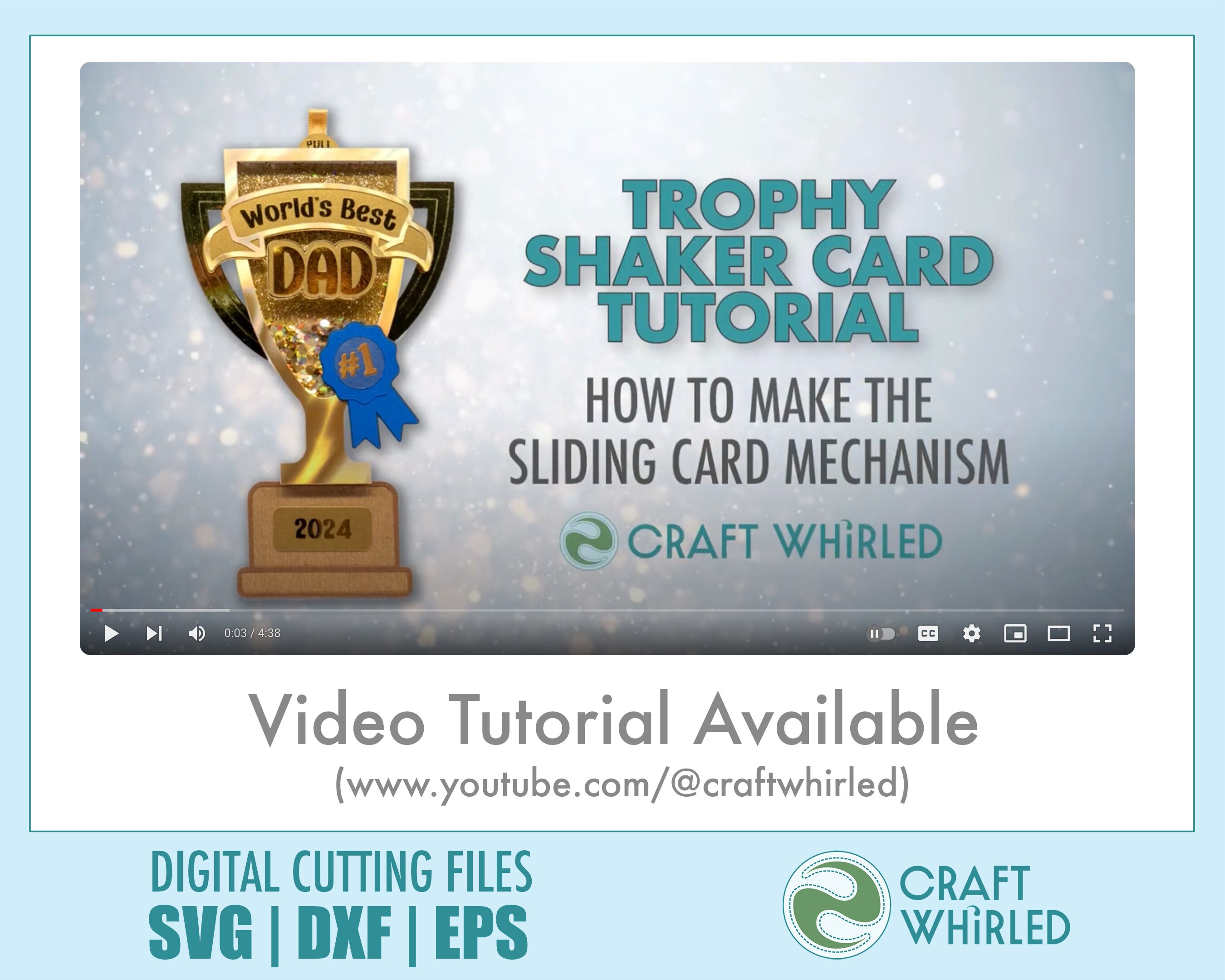 Father's Day Trophy Shaker Card SVG, DXF, EPS Shaker Card Cut File ...