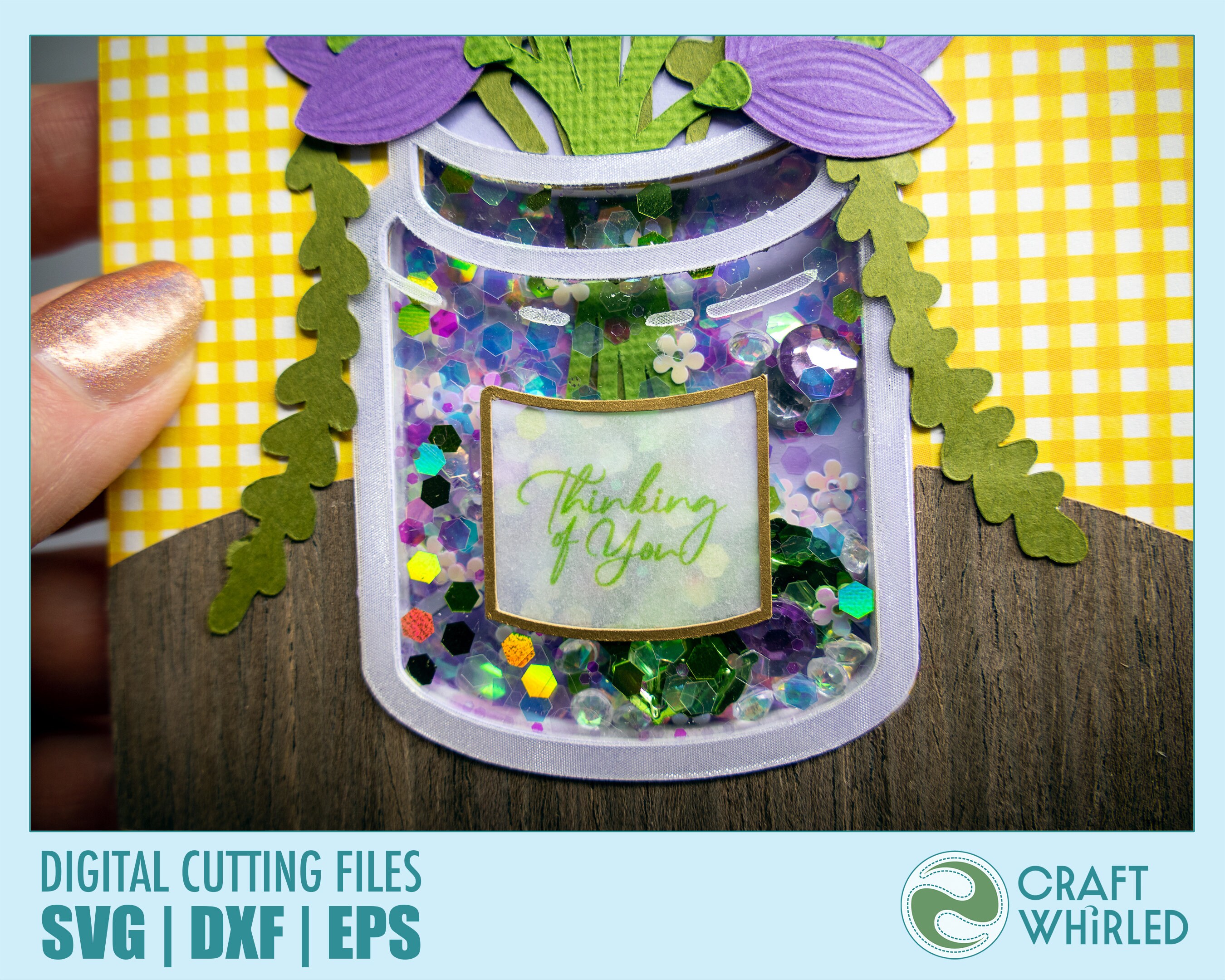 Jar of Flowers Shaker Card | SVG, DXF, EPS Shaker Card Cut File ...