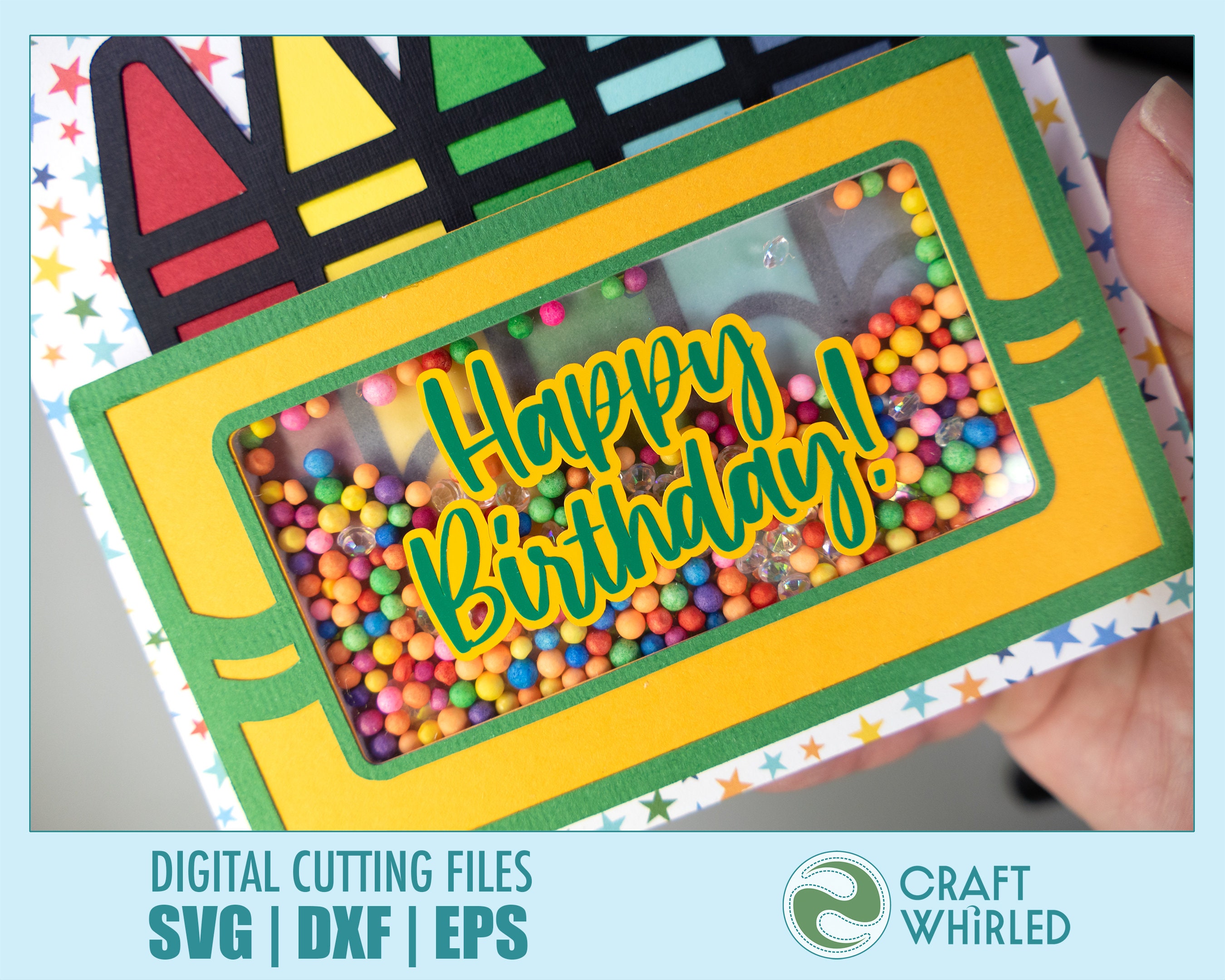 Crayon Box Shaker Card SVG, DXF, EPS Shaker Card Cut File Cricut ...