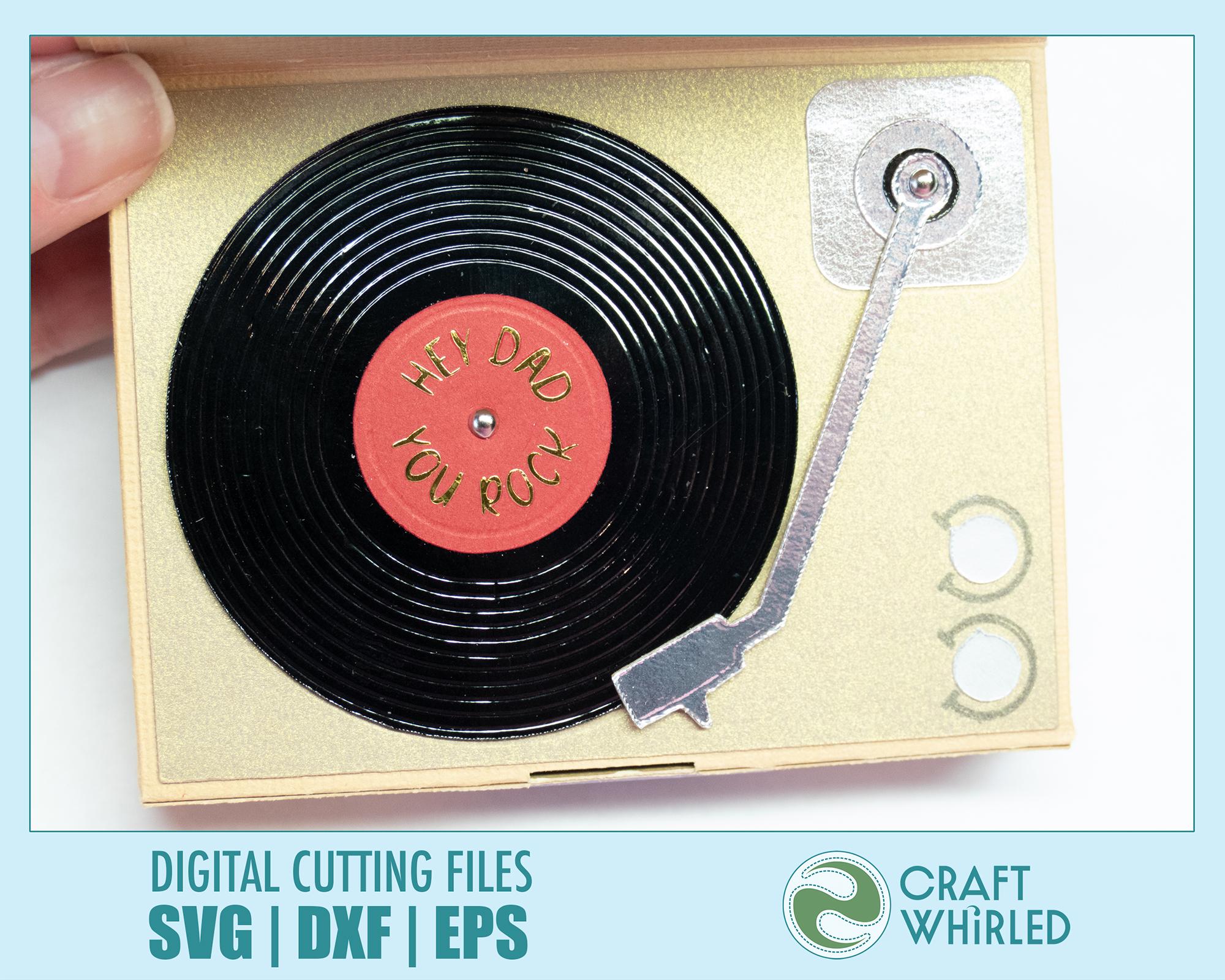 Pop-up Record Player 3D Pop-up Card | SVG, DXF, EPS 3D Card Cut File ...