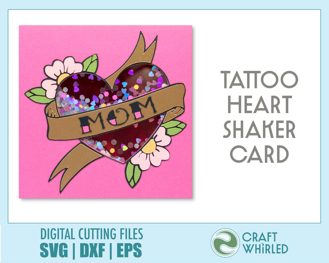 Tattoo Heart Shaker Card | SVG, DXF, EPS Shaker Card Cut File | Cricut ...