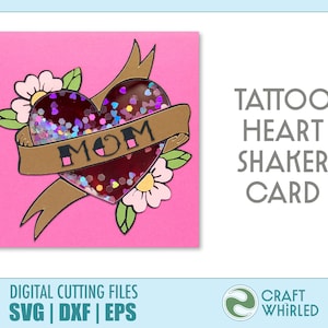 Tattoo Heart Shaker Card | SVG, DXF, EPS Shaker Card Cut File | Cricut ...
