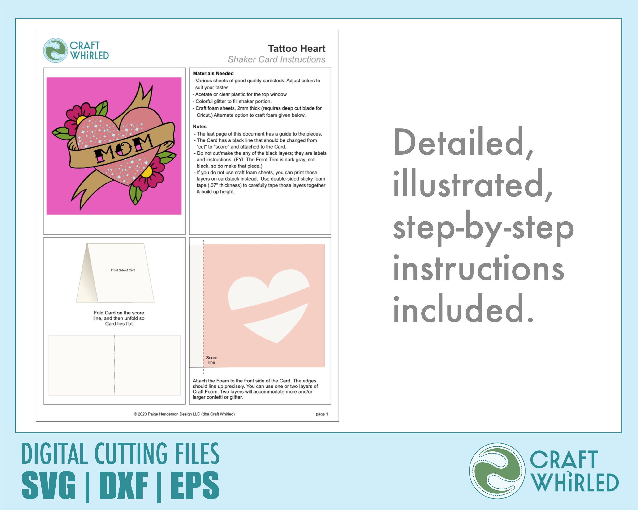 Tattoo Heart Shaker Card SVG, DXF, EPS Shaker Card Cut File Cricut ...