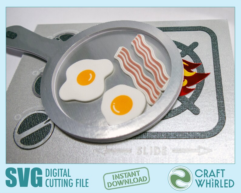 Frying Pan Shaker Card W/eggs & Bacon SVG DXF EPS Shaker - Etsy