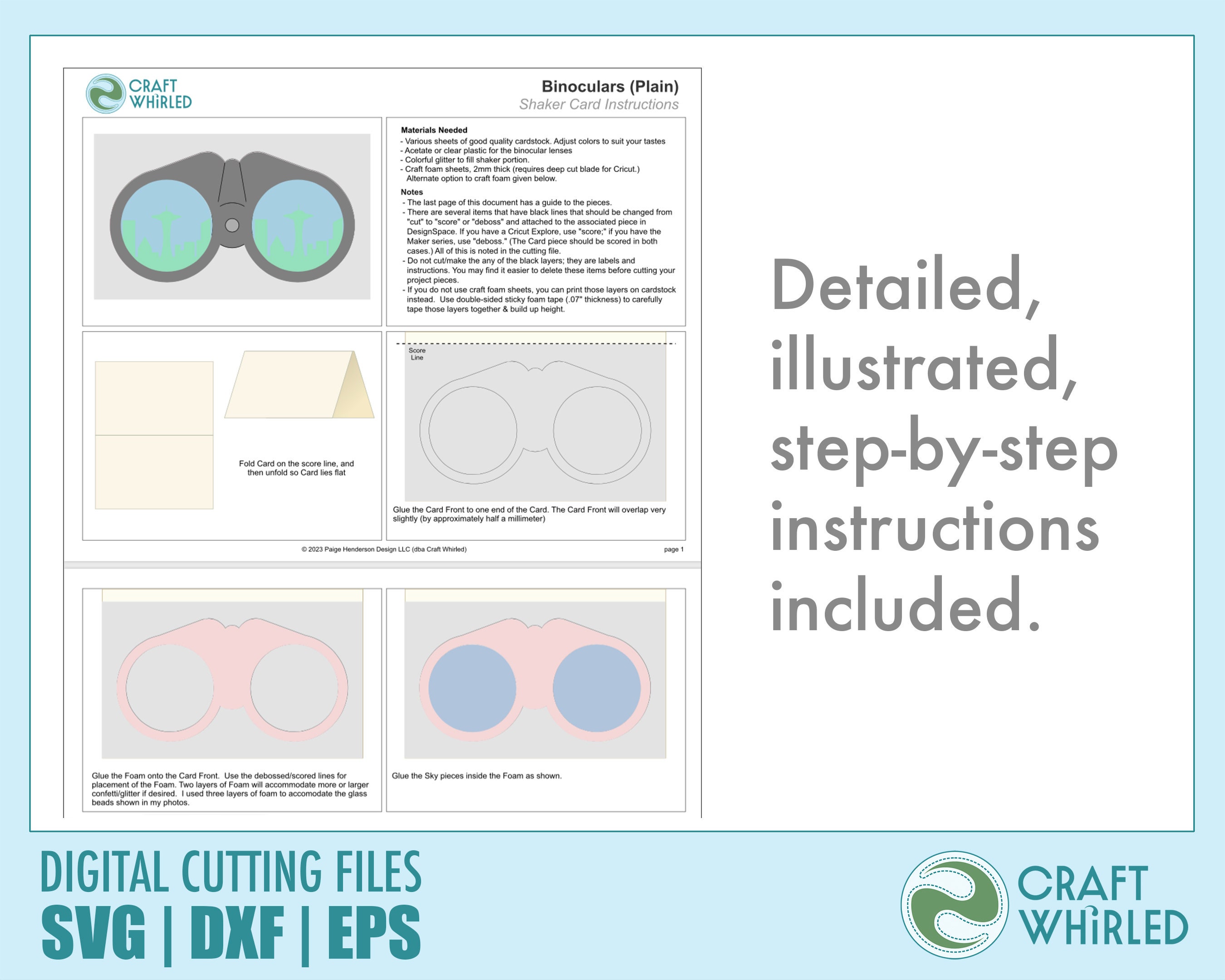 Binoculars Shaker Card SVG, DXF, EPS Shaker Card Cut File Cricut ...
