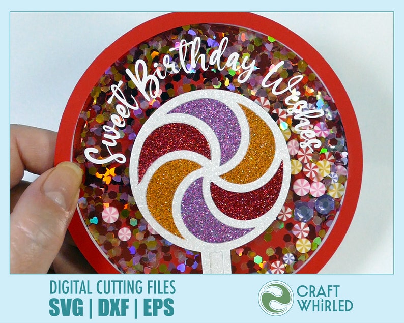 Sweet Birthday Wishes Shaker Card SVG, DXF, EPS Shaker Card Cut File ...