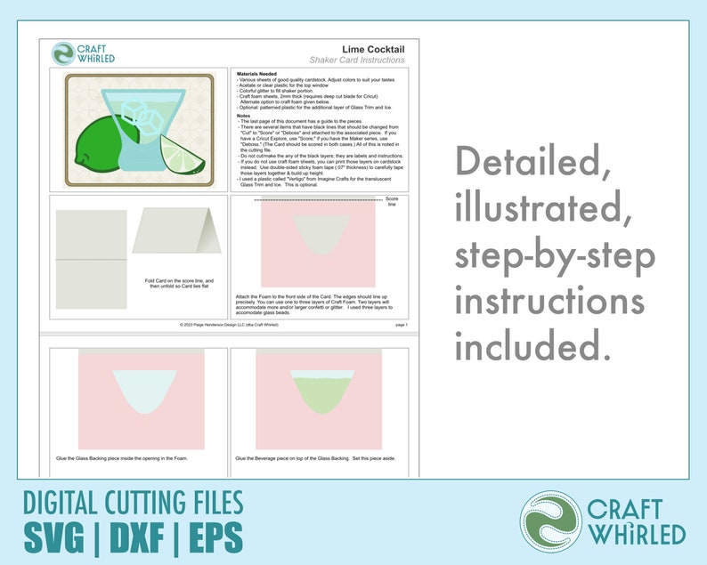 Lime Cocktail Shaker Card SVG, DXF, EPS Shaker Card Cut File Cricut ...