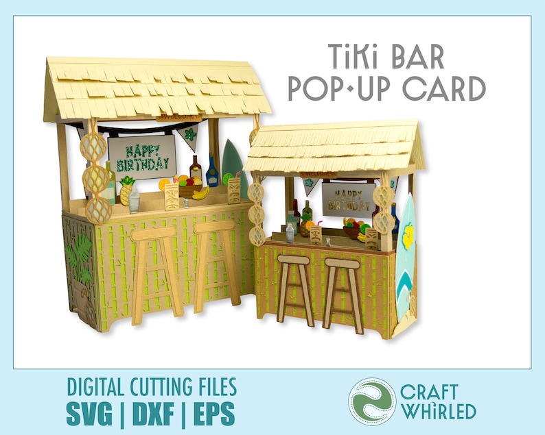 Tiki Bar Pop-up Card | SVG, DXF, EPS 3D Card Cut File | Cricut ...