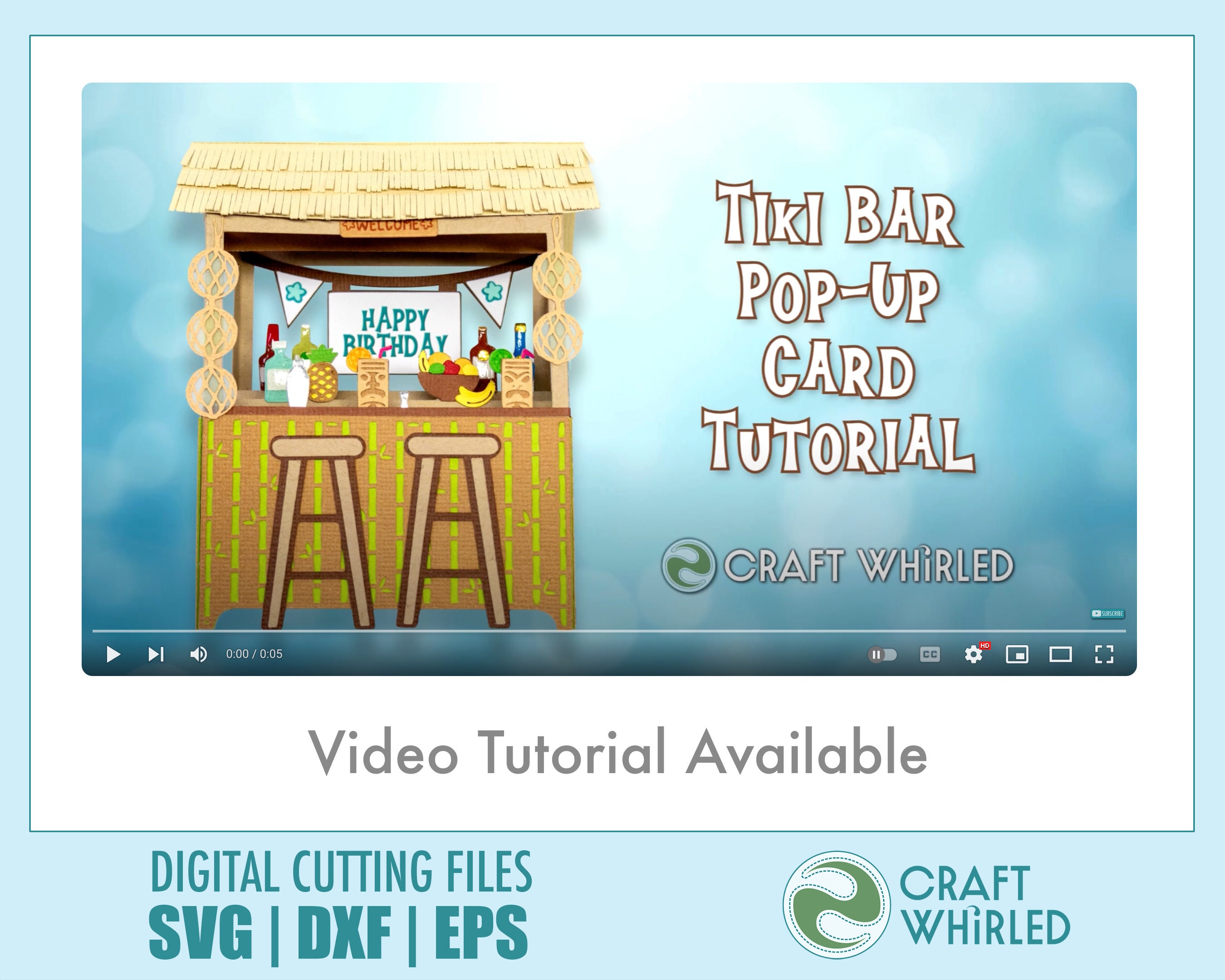 Tiki Bar Pop-up Card | SVG, DXF, EPS 3D Card Cut File | Cricut ...