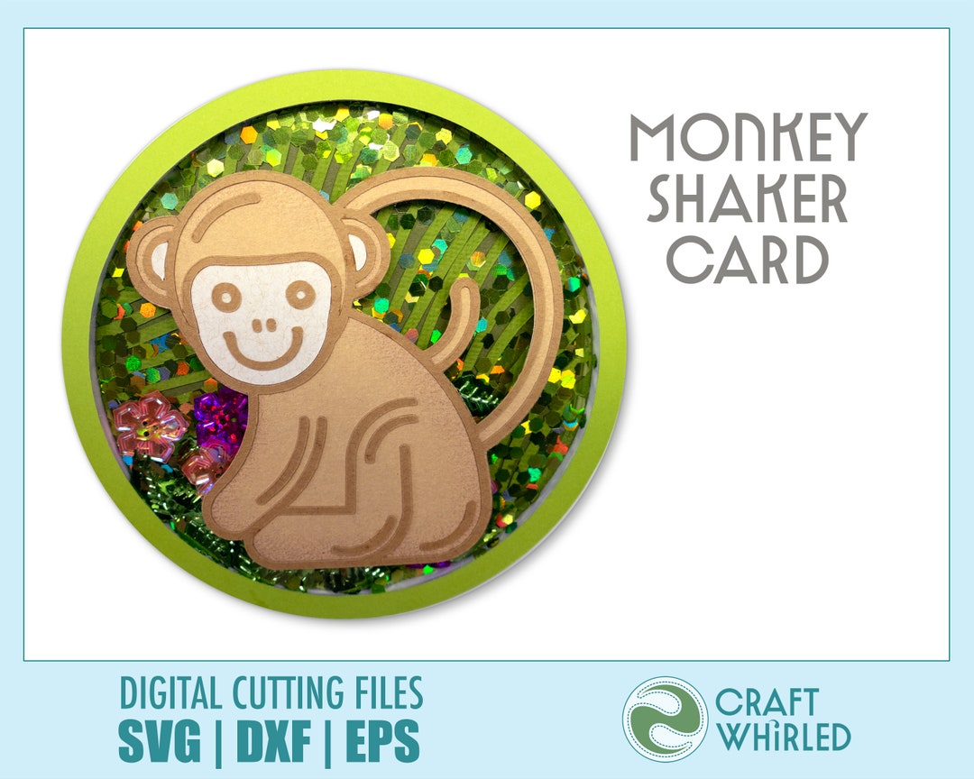 Monkey Shaker Card | SVG, DXF, EPS Shaker Card Cut File | Cricut ...
