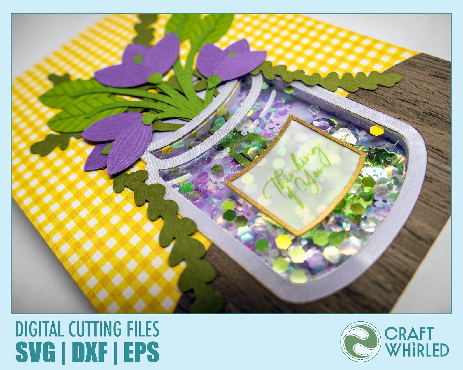 Jar of Flowers Shaker Card | SVG, DXF, EPS Shaker Card Cut File ...