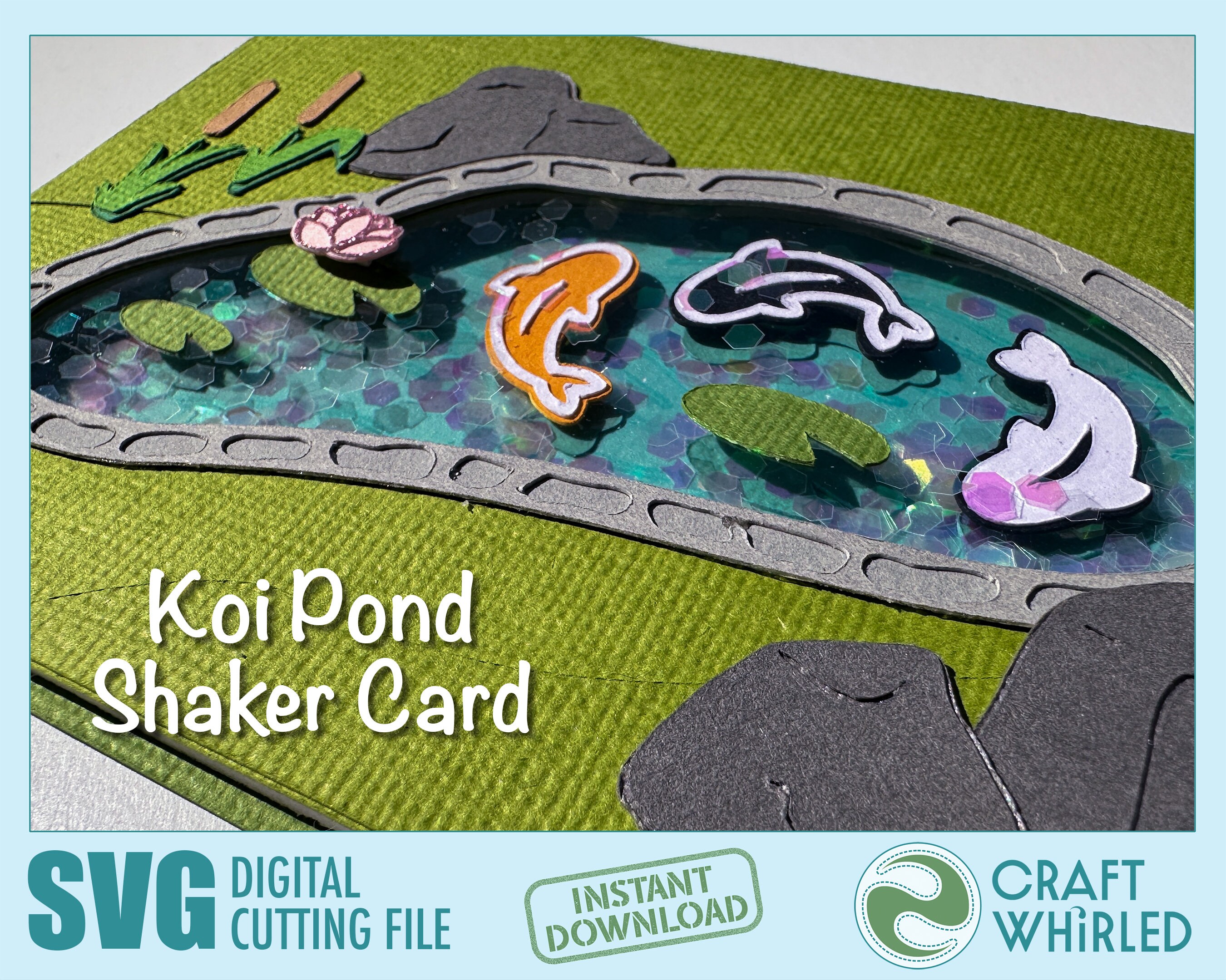 Koi Pond Shaker Card SVG DXF EPS Shaker Card Cut File - Etsy