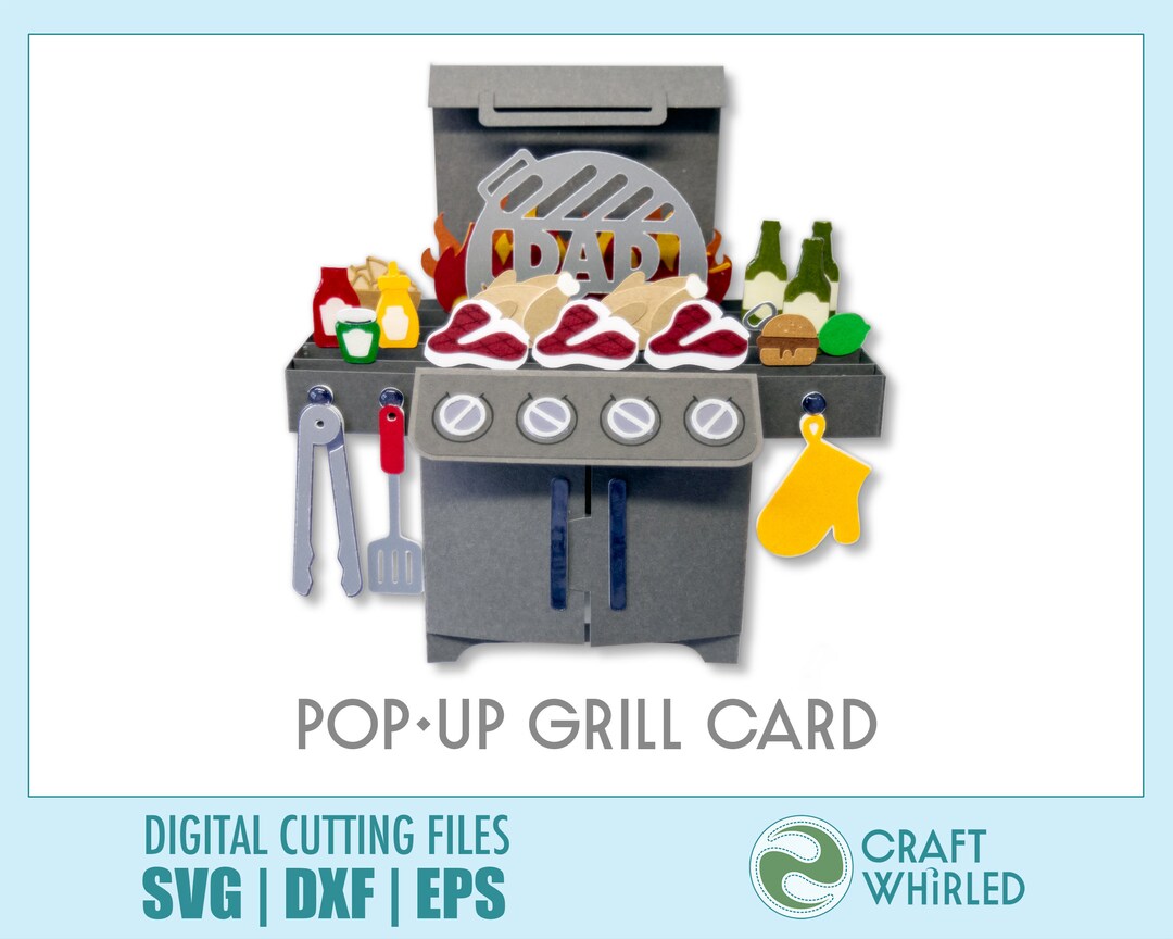 Pop-up Grill Card | SVG, DXF, EPS 3D Card Cut File | Cricut Silhouette ...
