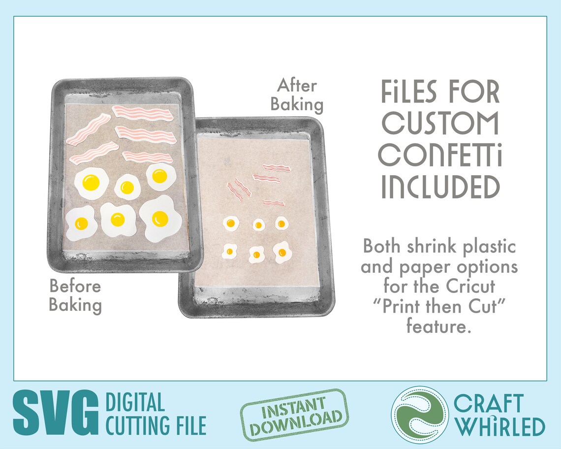 Frying Pan Shaker Card W/eggs & Bacon SVG DXF EPS Shaker - Etsy