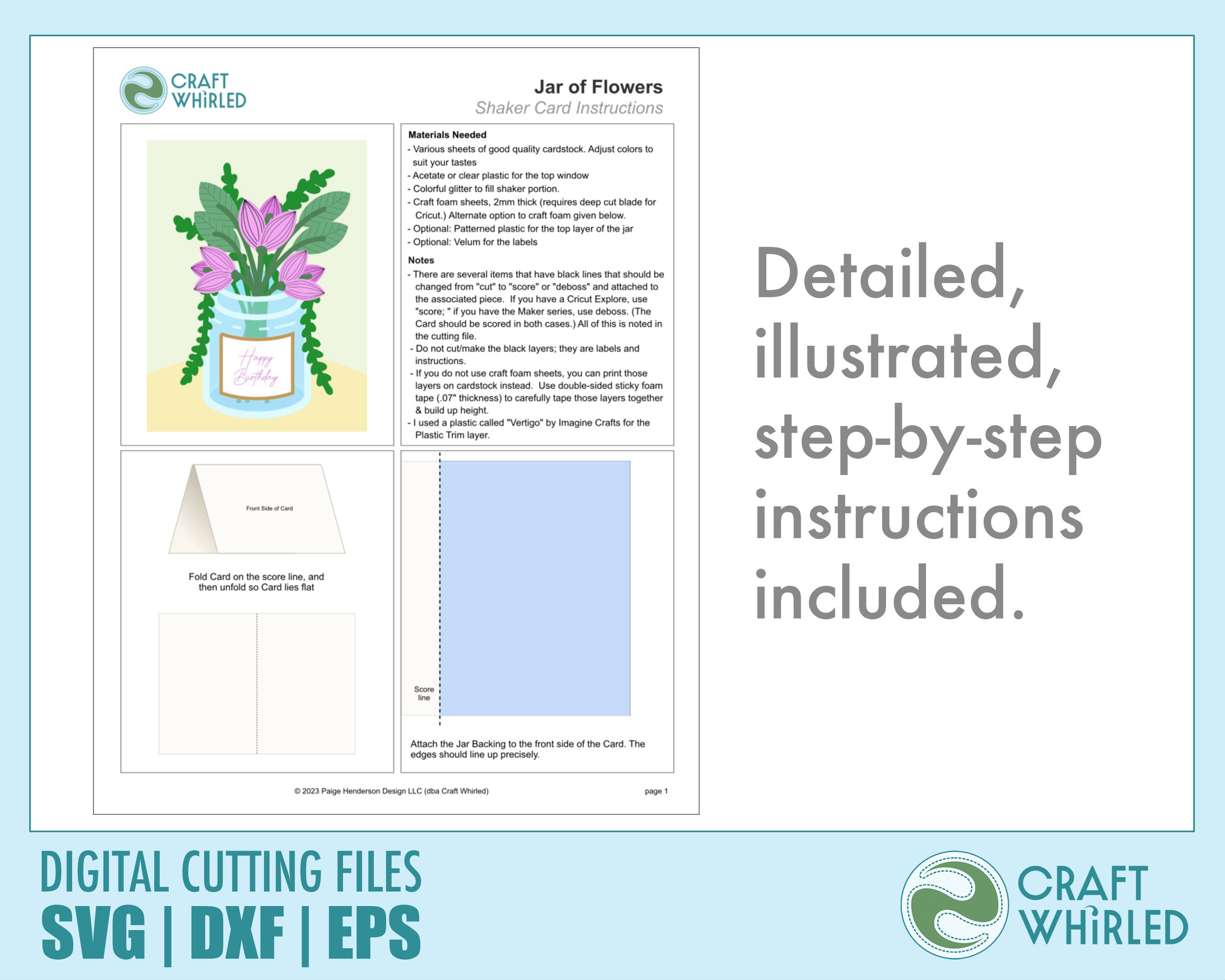 Jar of Flowers Shaker Card | SVG, DXF, EPS Shaker Card Cut File ...