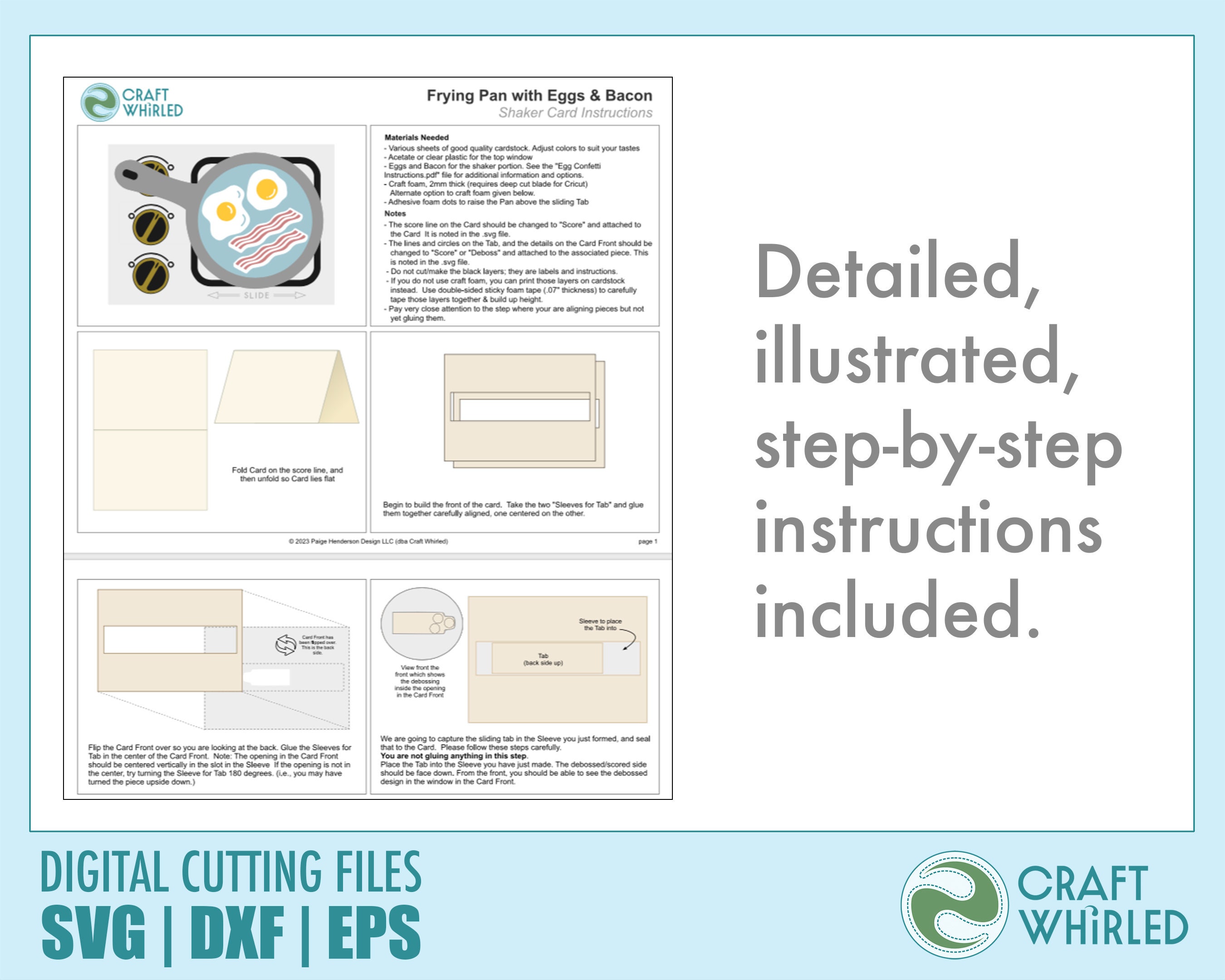 Frying Pan Shaker Card W/eggs & Bacon SVG DXF EPS Shaker - Etsy