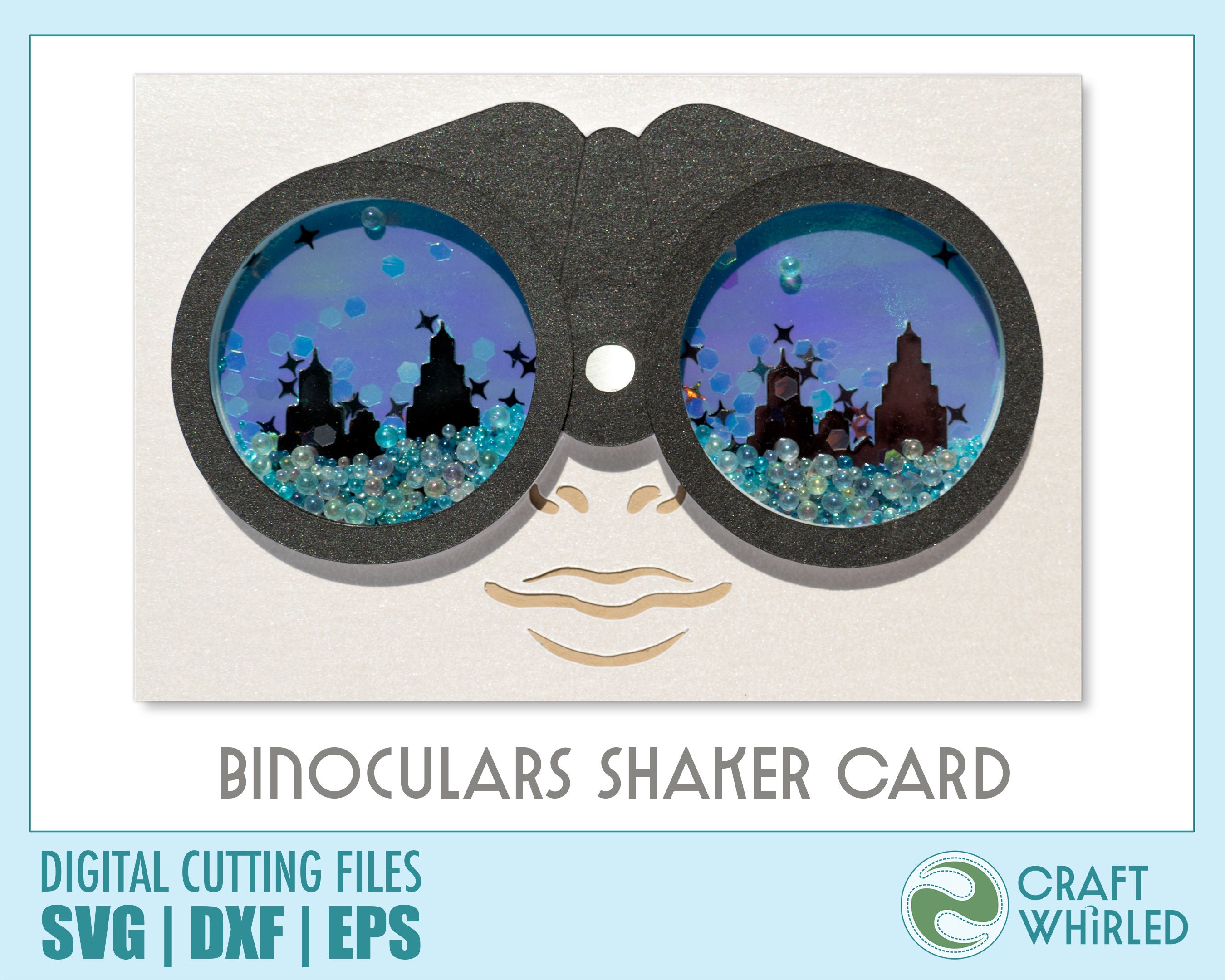 Binoculars Shaker Card SVG, DXF, EPS Shaker Card Cut File Cricut ...