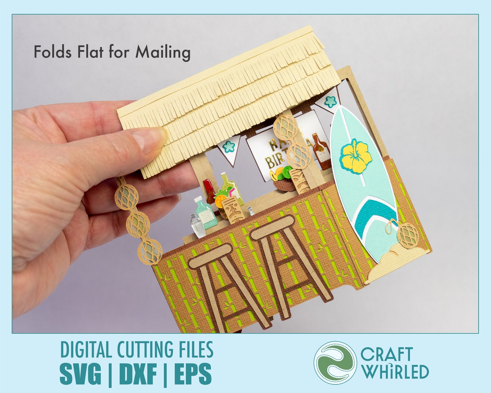 Tiki Bar Pop-up Card | SVG, DXF, EPS 3D Card Cut File | Cricut ...