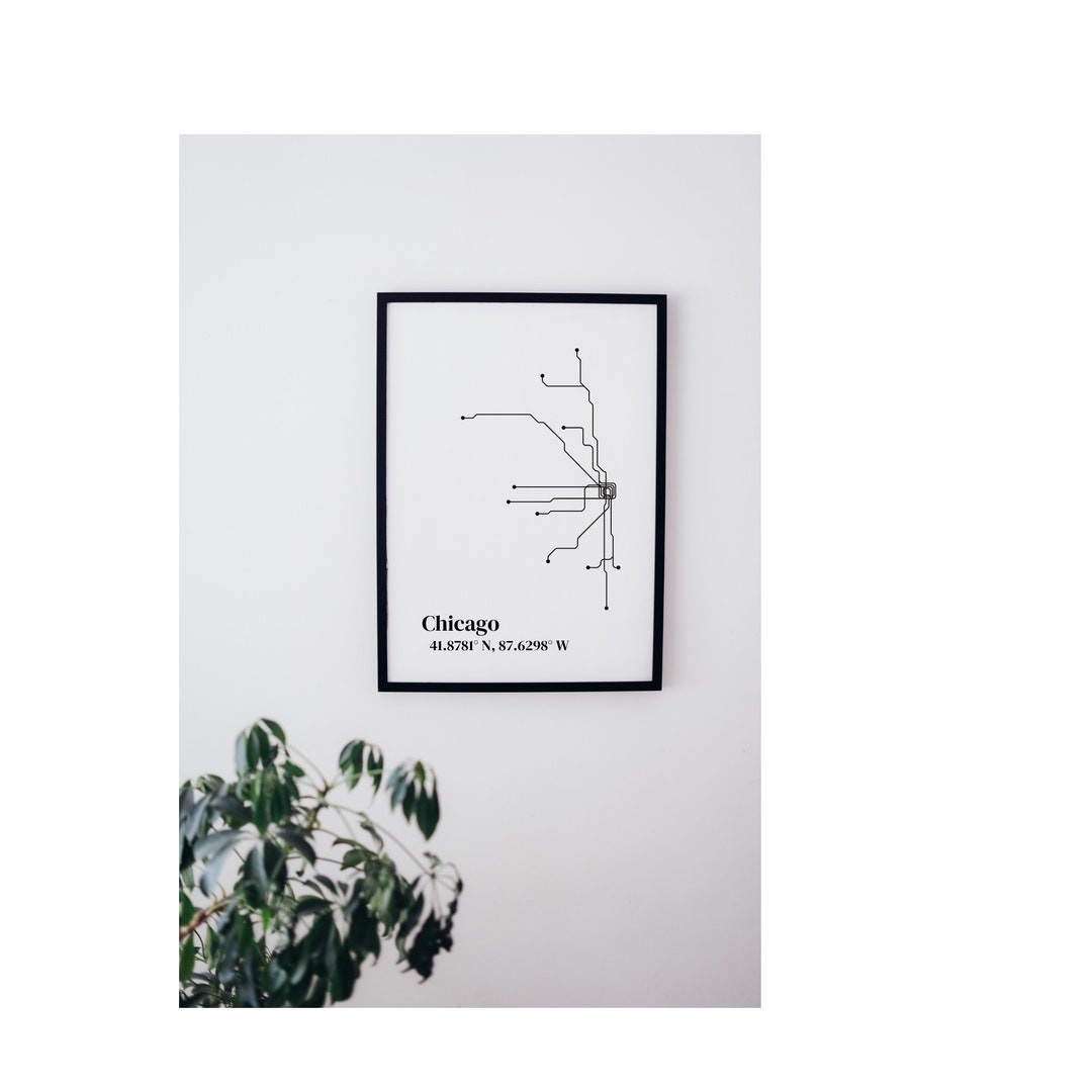 Chicago, Subway Map, Instant Digital Download, Black and White Map ...