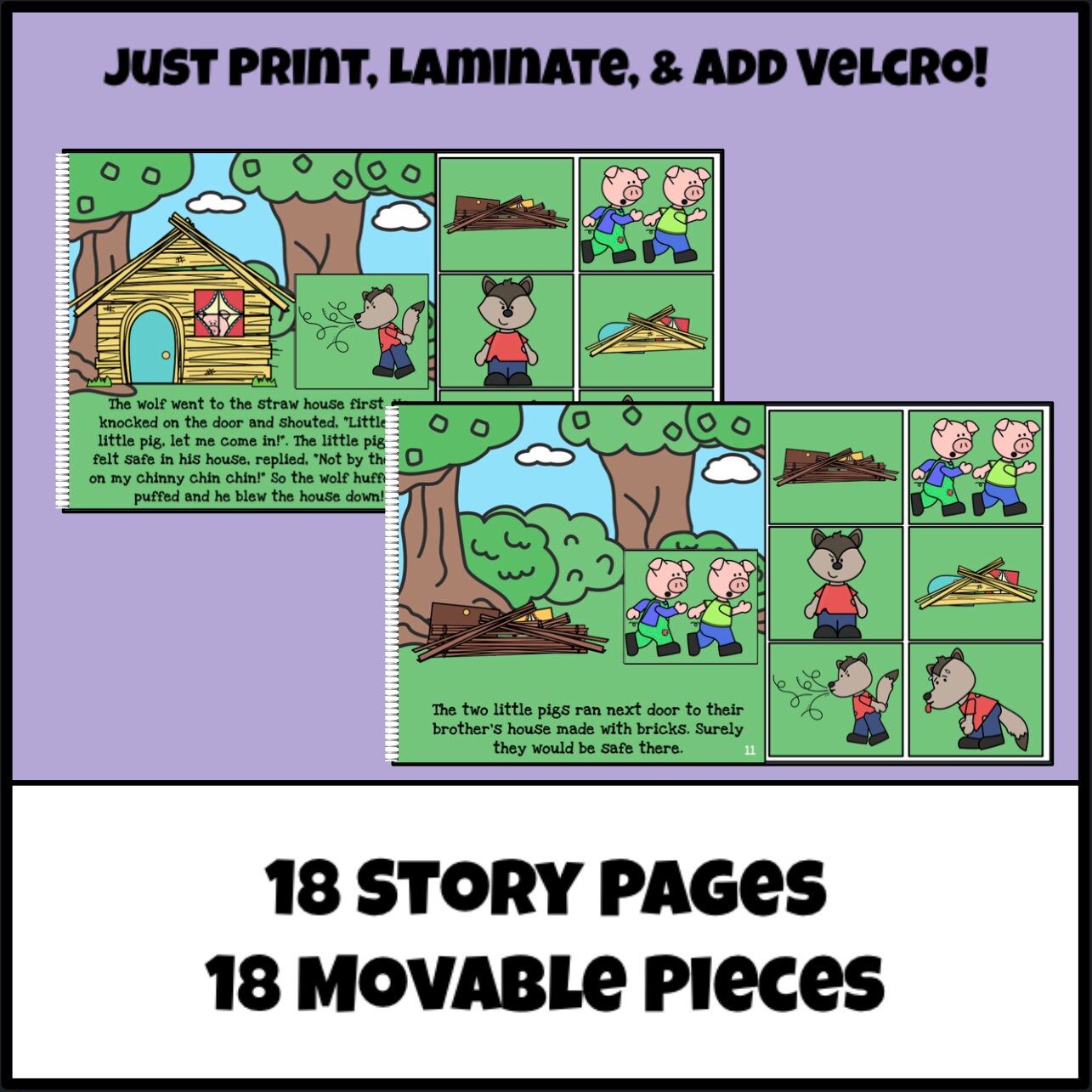 HARD COPY Three Little Pigs Adapted Book - Etsy