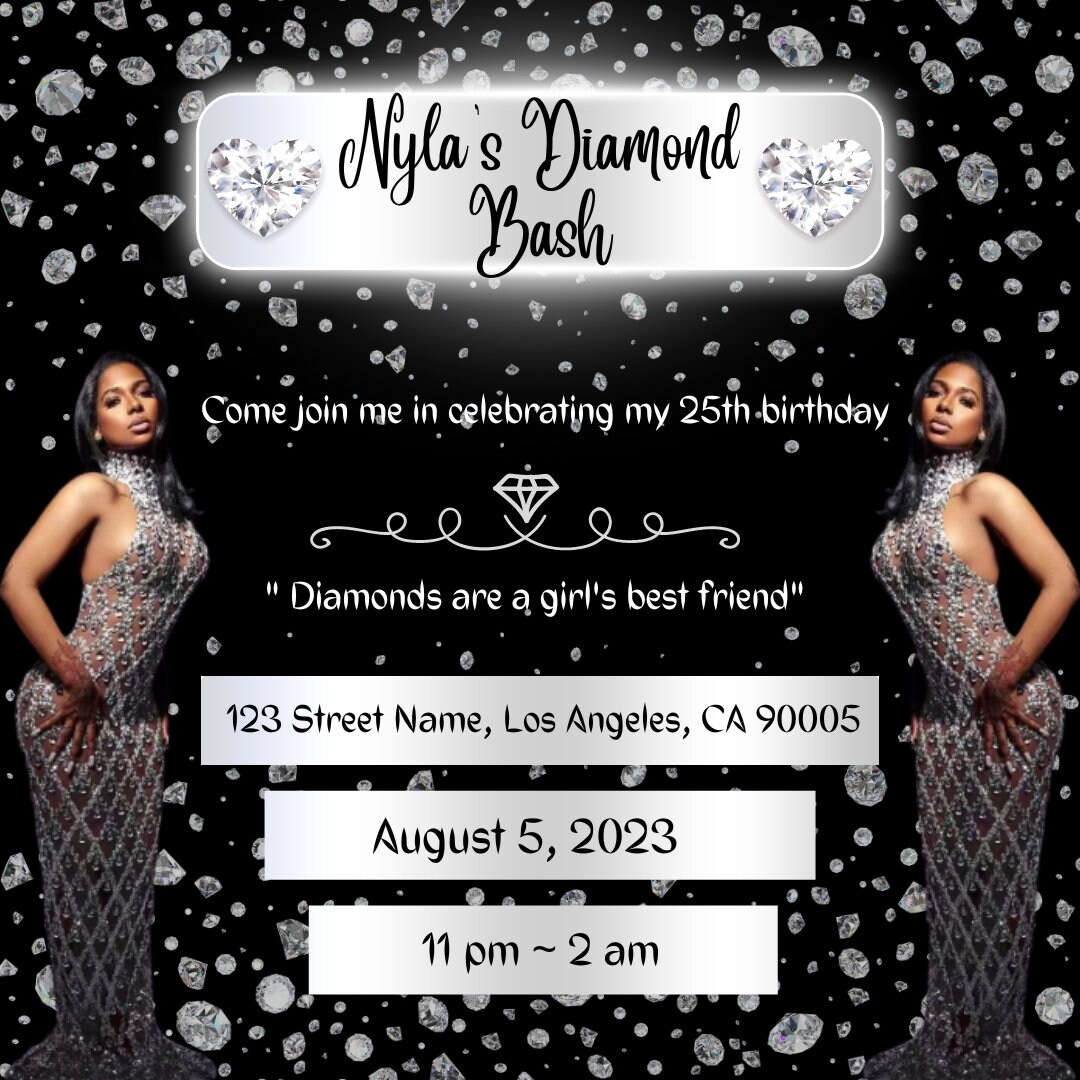 Editable Diamond Birthday Bash Flyer, Premade Templater Flyer, Birthday ...