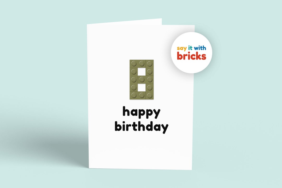 Green LEGO® Brick Age Happy Birthday Greeting Card - Etsy