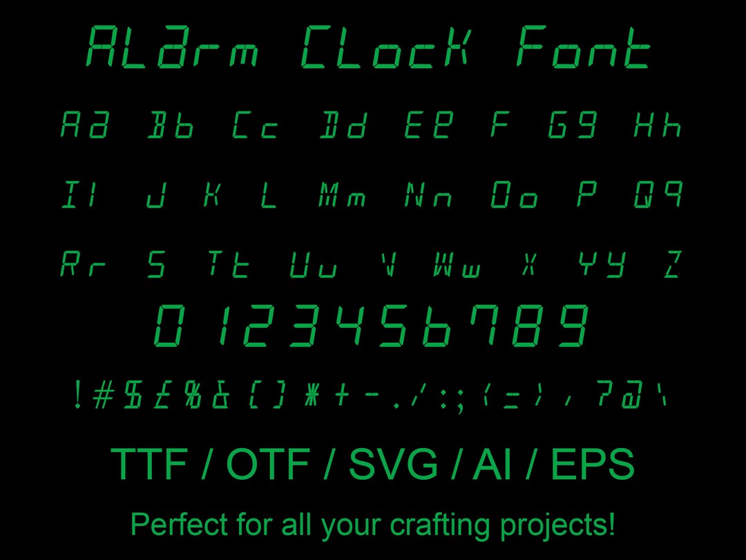 Alarm Clock Font | Ttf | Otf | Svg | Eps | Silhouette | Circuit ...