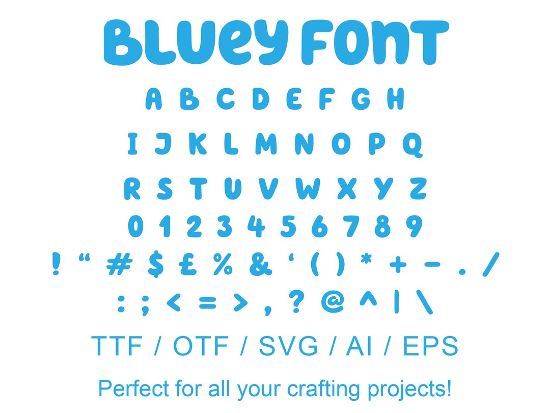 Bluey Font Ttf Otf Svg Eps Silhouette Circuit - Etsy Canada