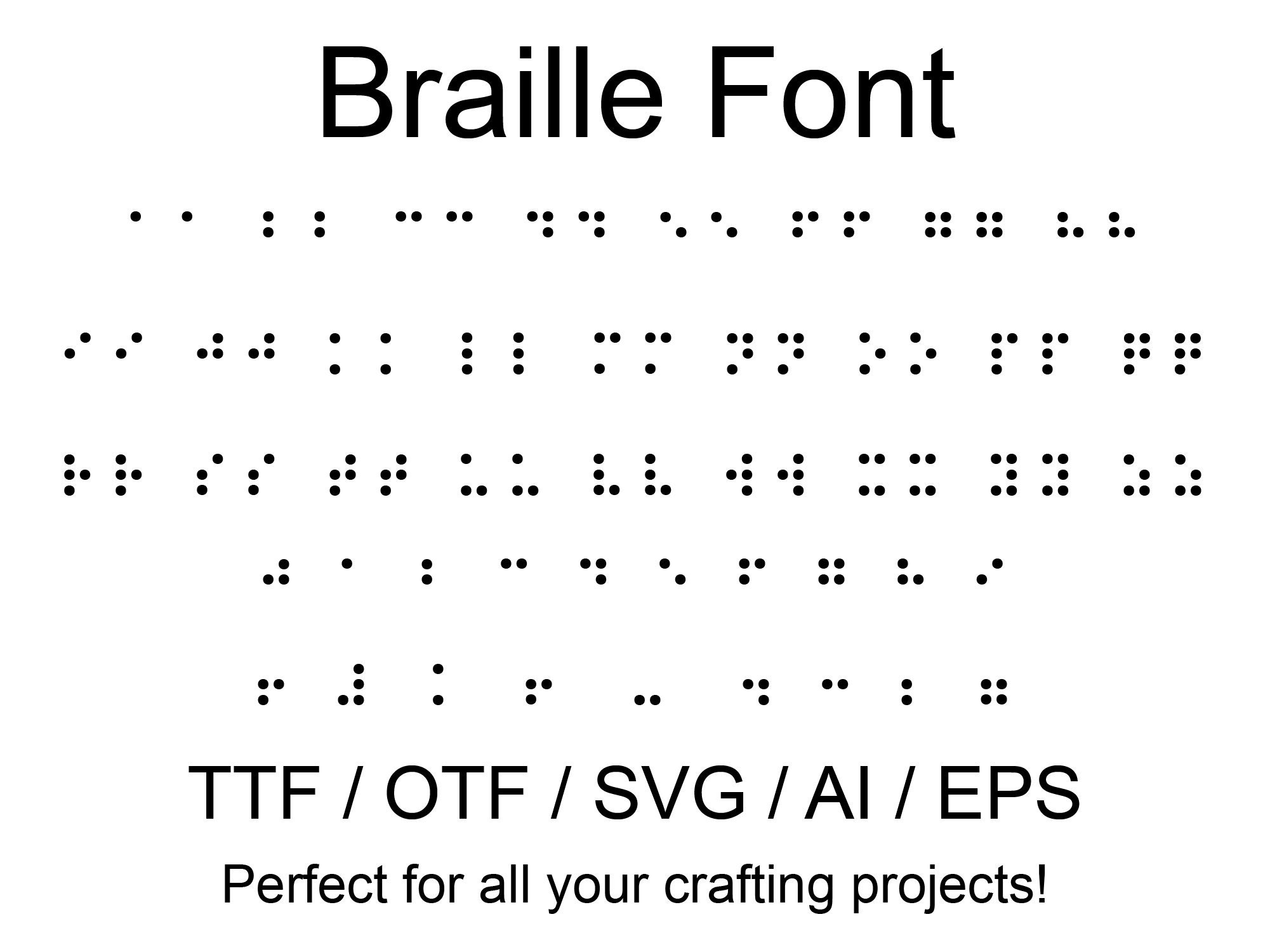 Braille Font Ttf Otf Svg Eps Silhouette Circuit Crafting Gifts Handmade ...