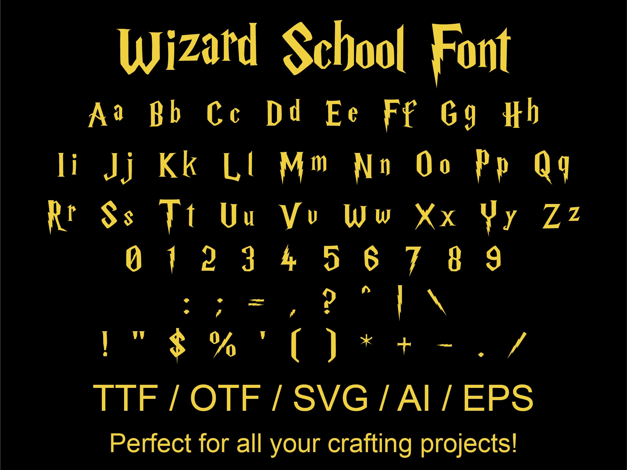 Wizard School Font | Ttf | Otf | Svg | Eps | Silhouette | Circuit | Crafting | Gifts | Handmade ...