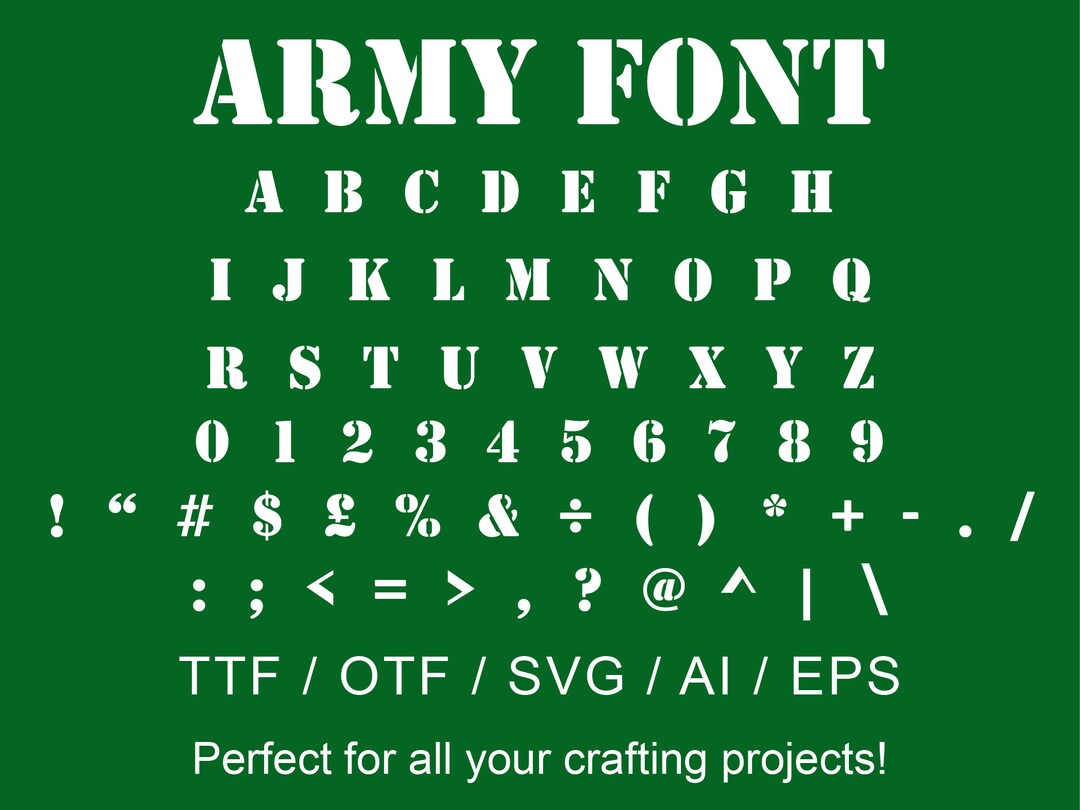 Army Military Font | Ttf | Otf | Svg | Eps | Silhouette | Circuit ...