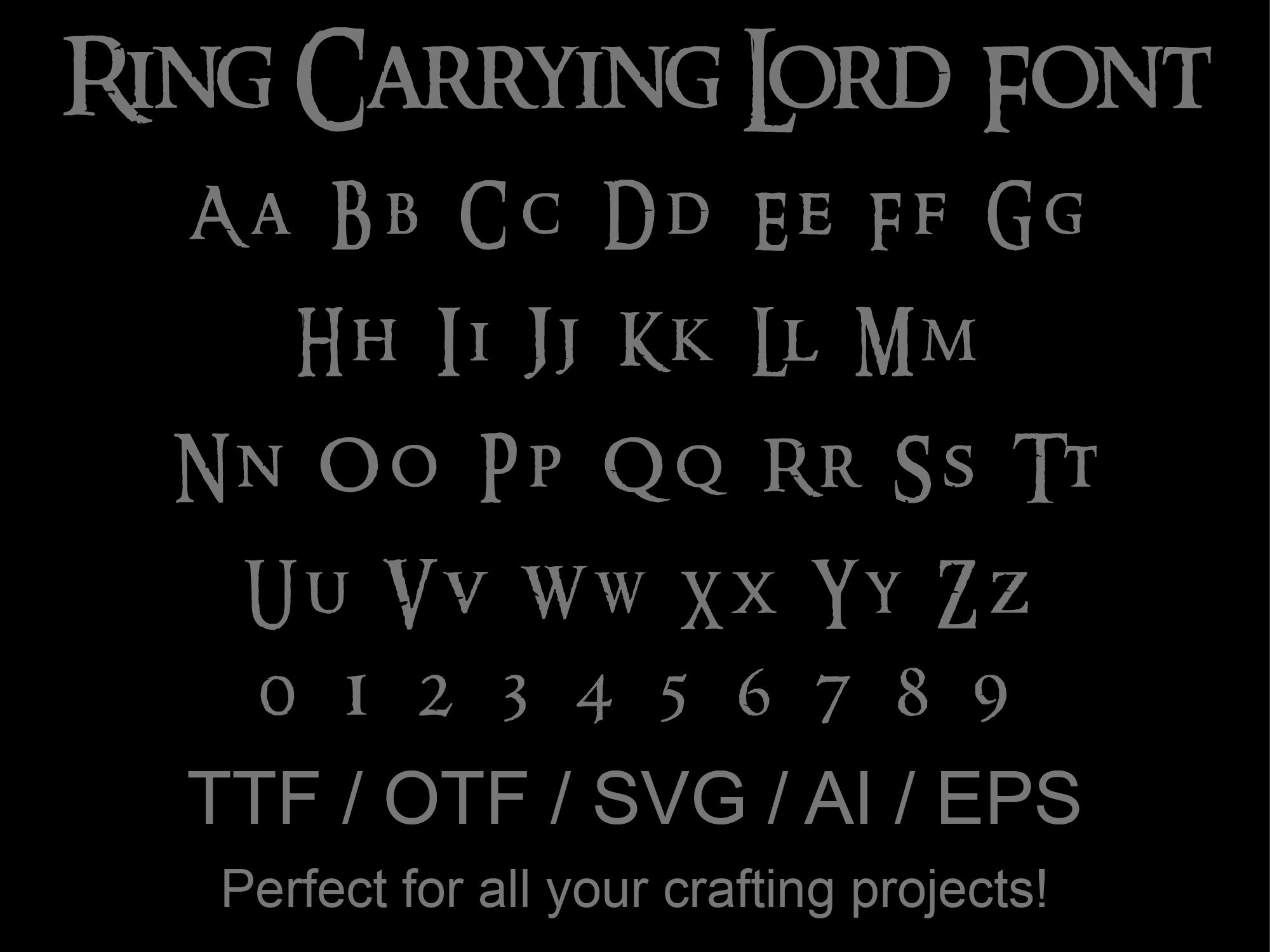 Ring Carrying Lord Font Ttf Otf Svg Eps Silhouette Circuit Crafting ...