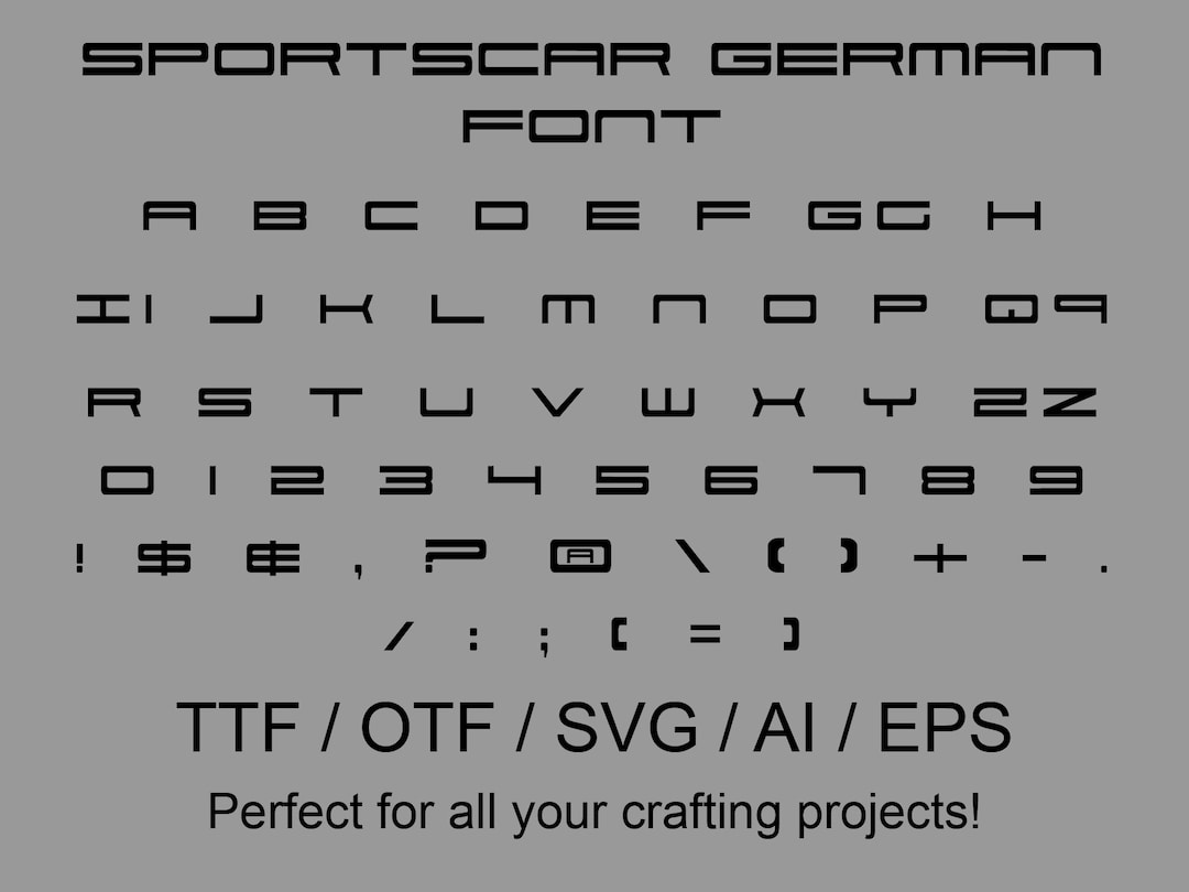 Sportscar German Font | Ttf | Otf | Svg | Eps | Silhouette | Circuit ...