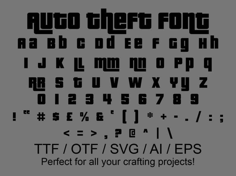 Auto Theft Font | Ttf | Otf | Svg | Eps | Silhouette | Circuit ...